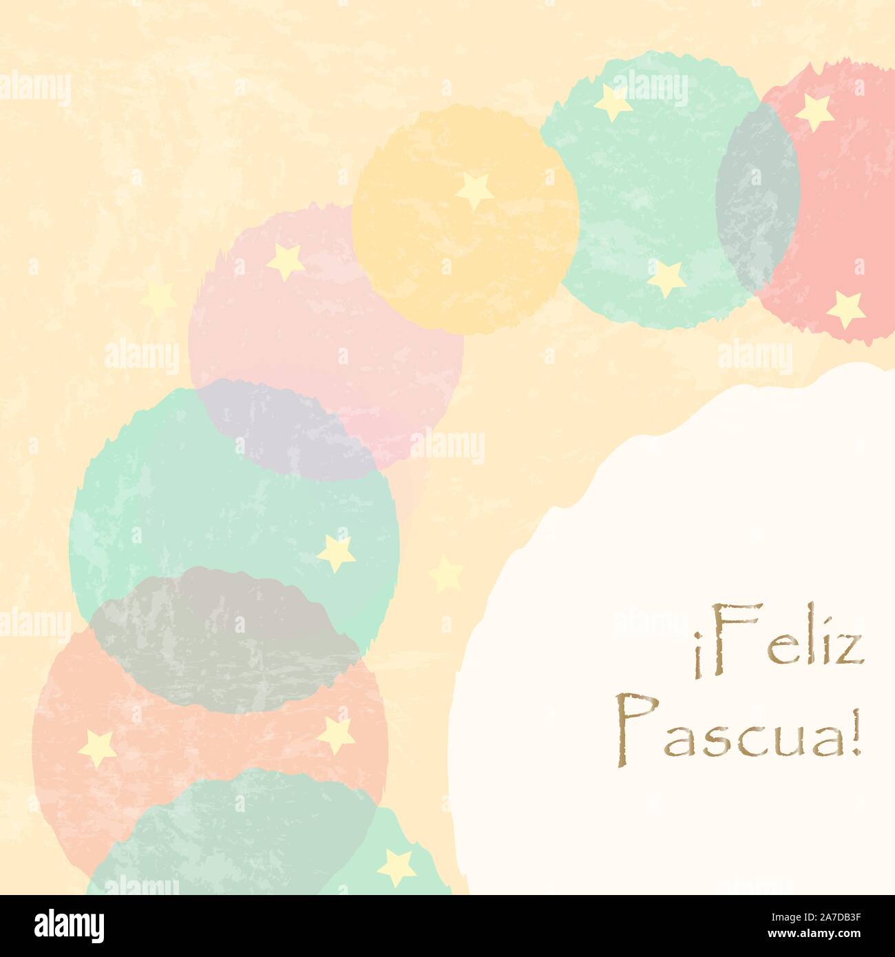 Happy Easter Greeting Card. Spanish Language. Vector Illustration Stock ...