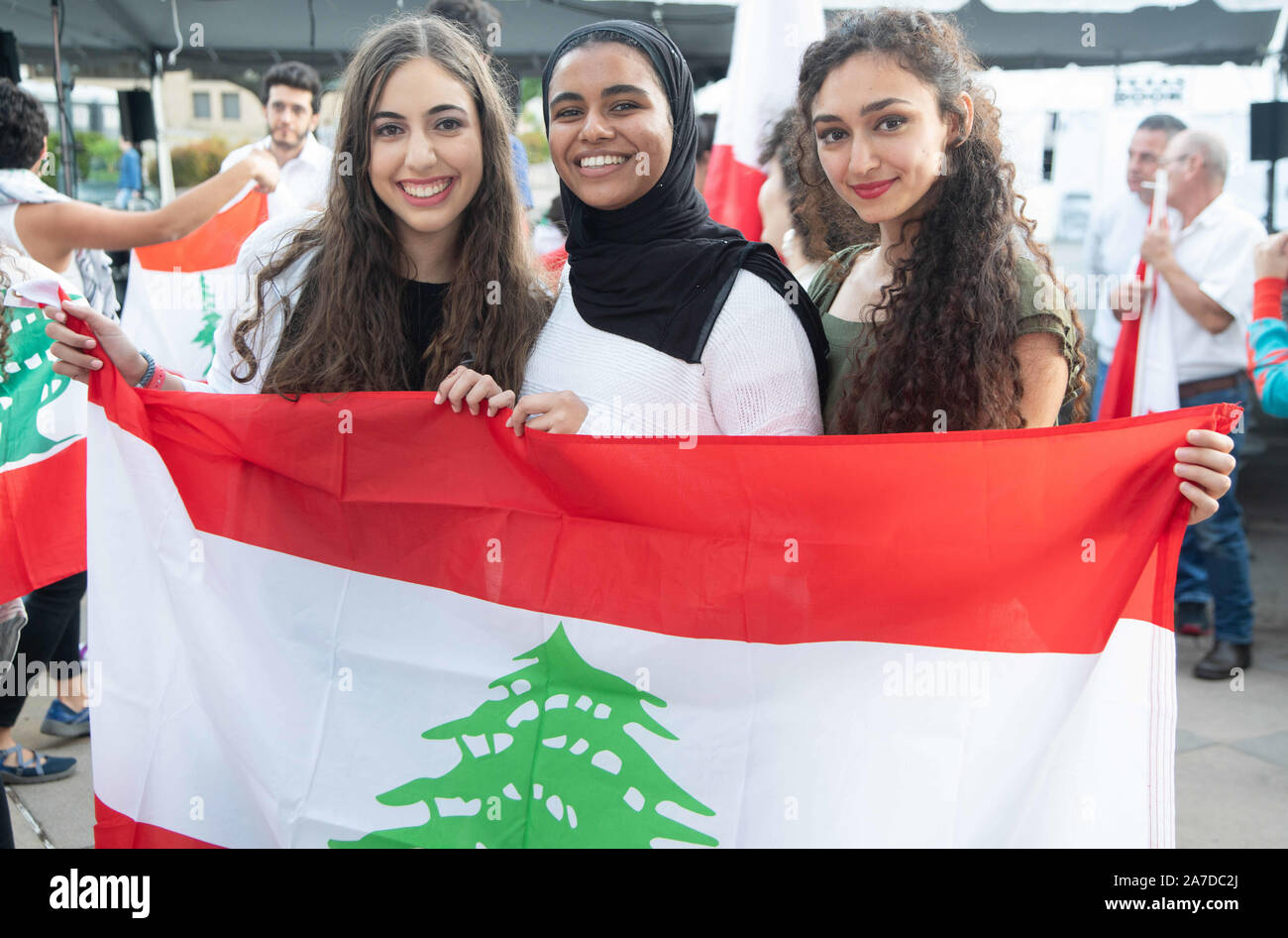 October 26, 2019, USA: Lebanese Expats gathered to show support of ...