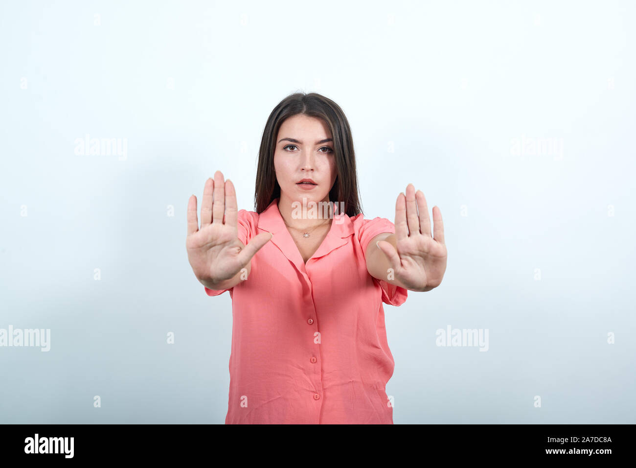 Stop hand gesture female hand hi-res stock photography and images - Alamy