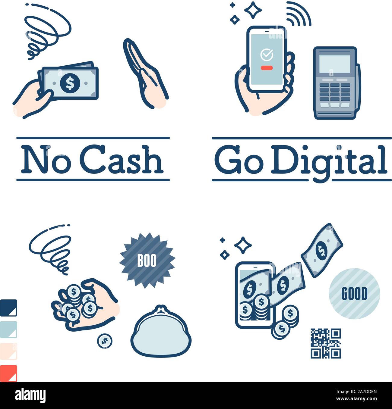 It is an illustration that refuses cash payment and promotes cashless ...