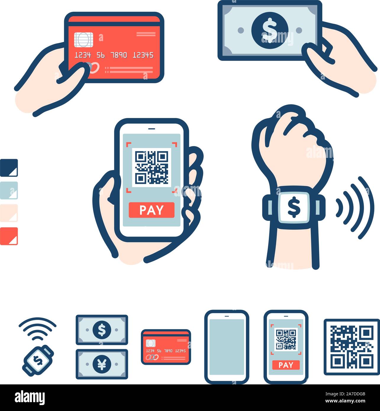 An illustration of various payment methods. It's vector art so it's easy to edit Stock Vector ...