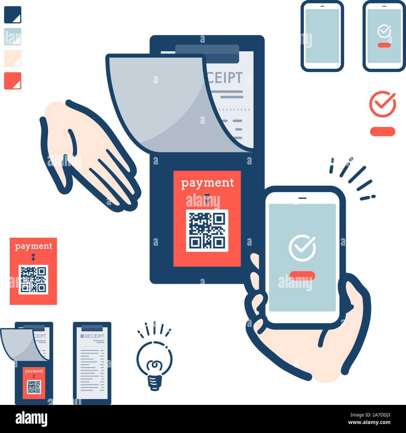 This is an illustration of QR code payment on a smartphone. It's vector ...