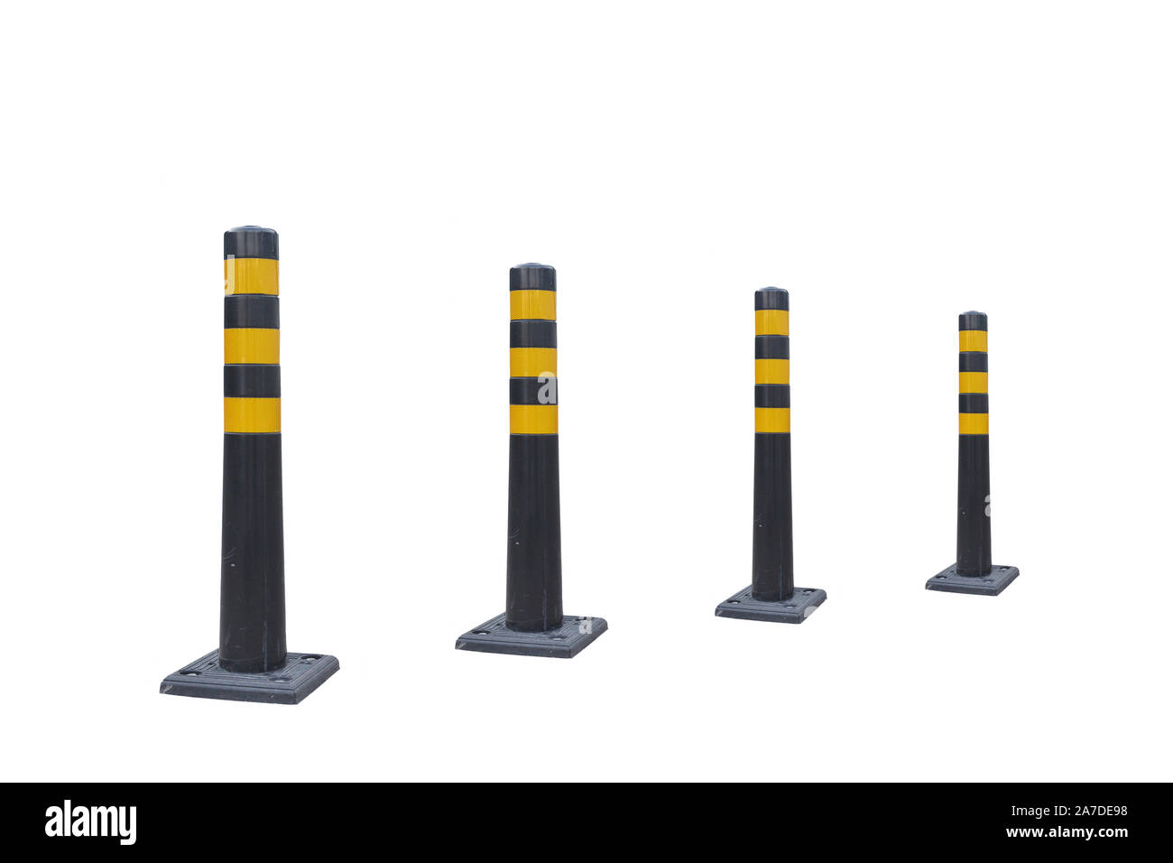 Road columns in a row in a row Isolated on a white background. Road ...