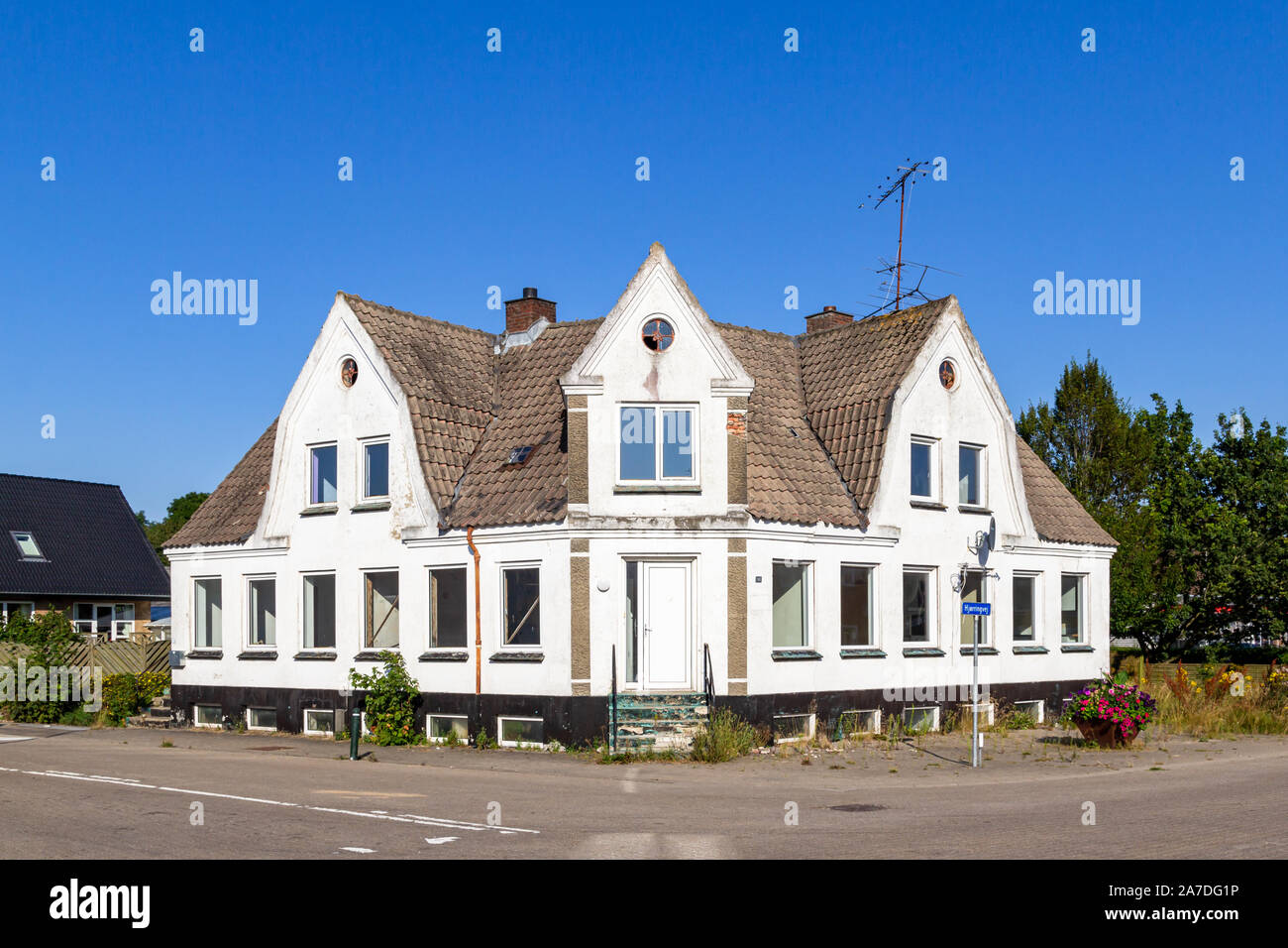 Vacant house in small village; Thorshoej, Vendsyssel, Denmark Stock ...