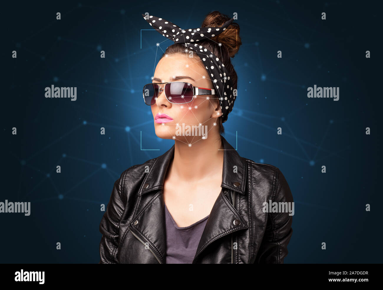 Recognition of a face by layering a mesh. Biometric verification and ...