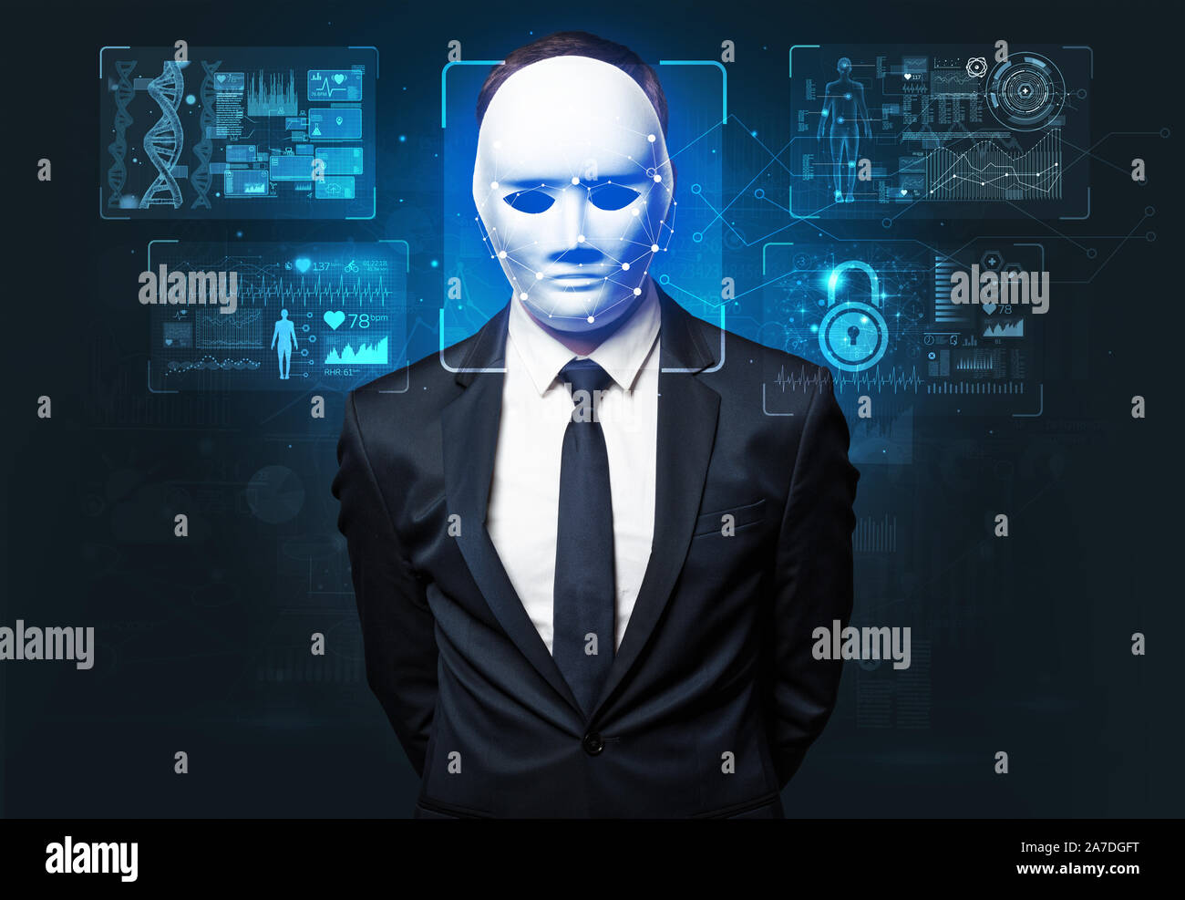 Biometric verification - young man face recognition Stock Photo - Alamy