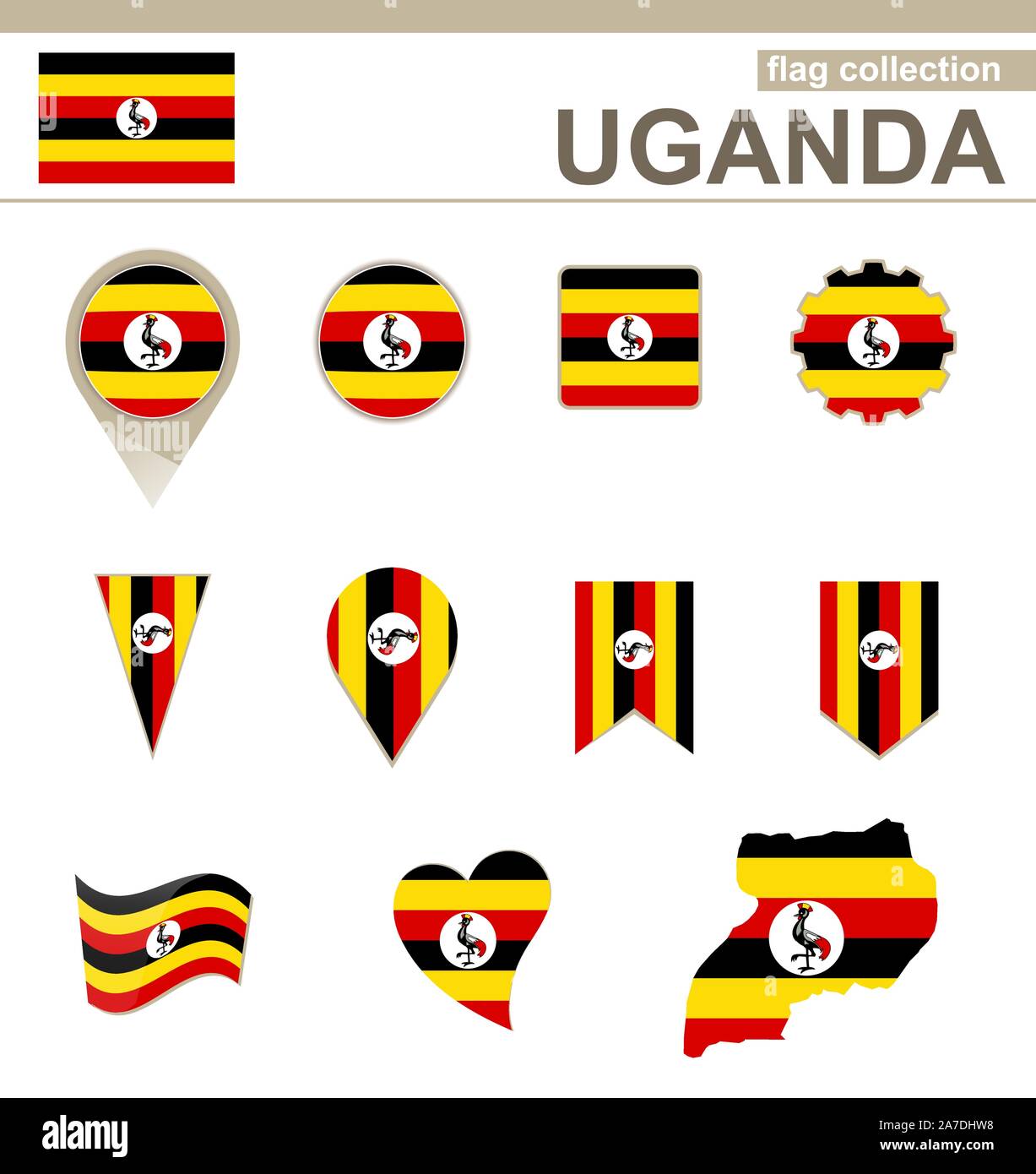Flag africa african uganda Stock Vector Images - Alamy