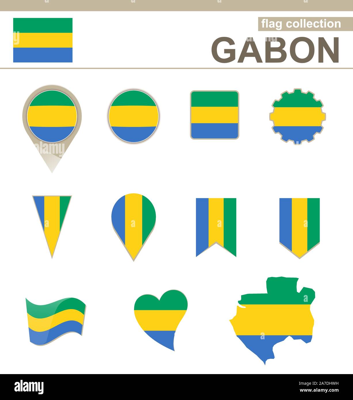 Gabon Flag Collection, 12 versions Stock Vector Image & Art - Alamy