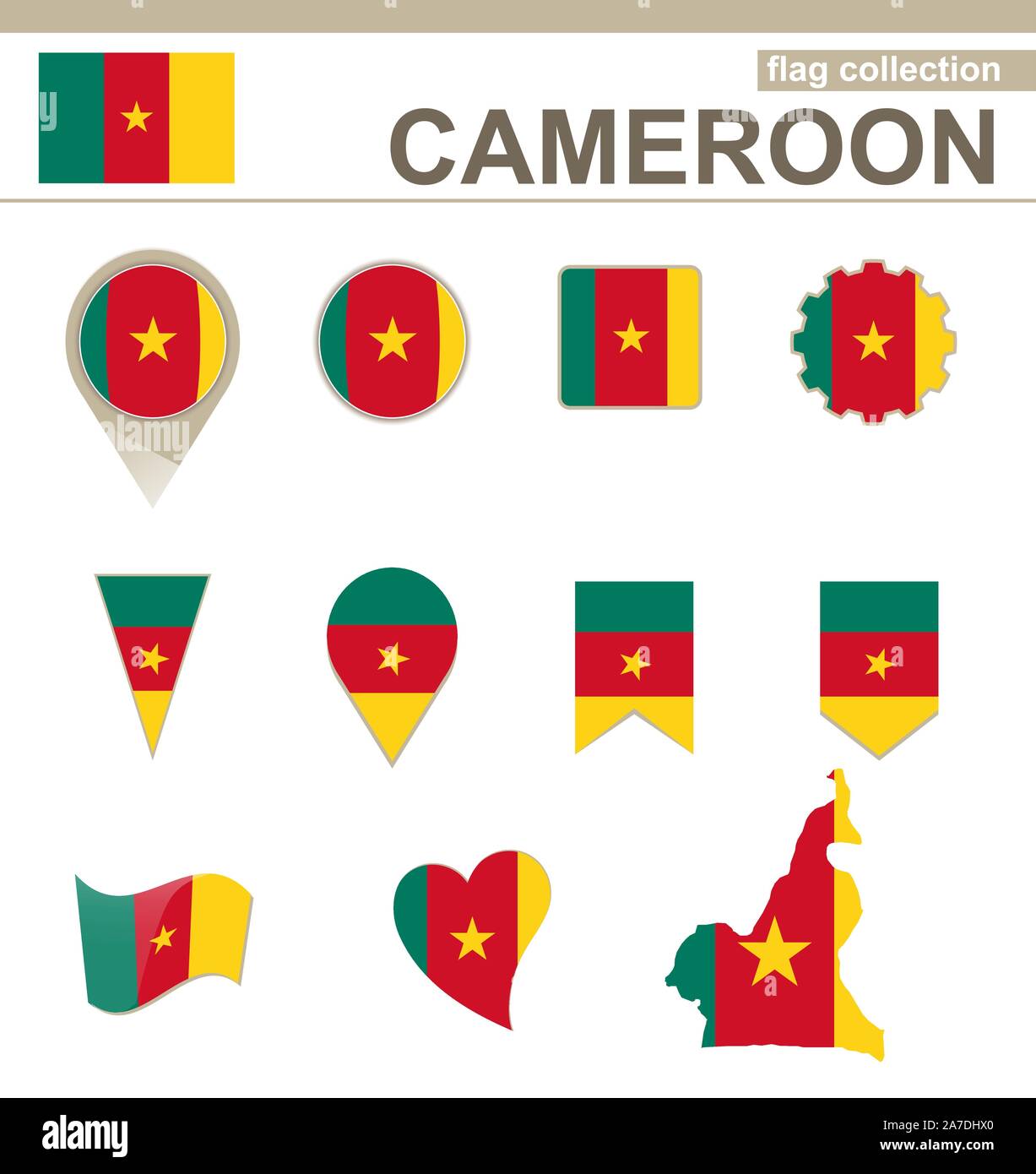 Cameroon Flag Collection, 12 versions Stock Vector Image & Art - Alamy