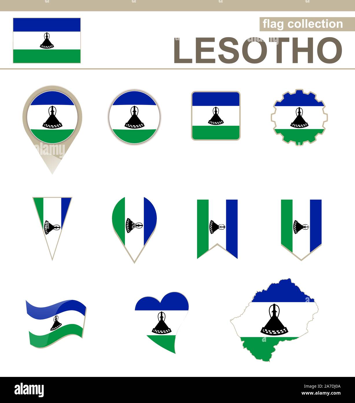 Lesotho Flag Collection, 12 versions Stock Vector Image & Art - Alamy