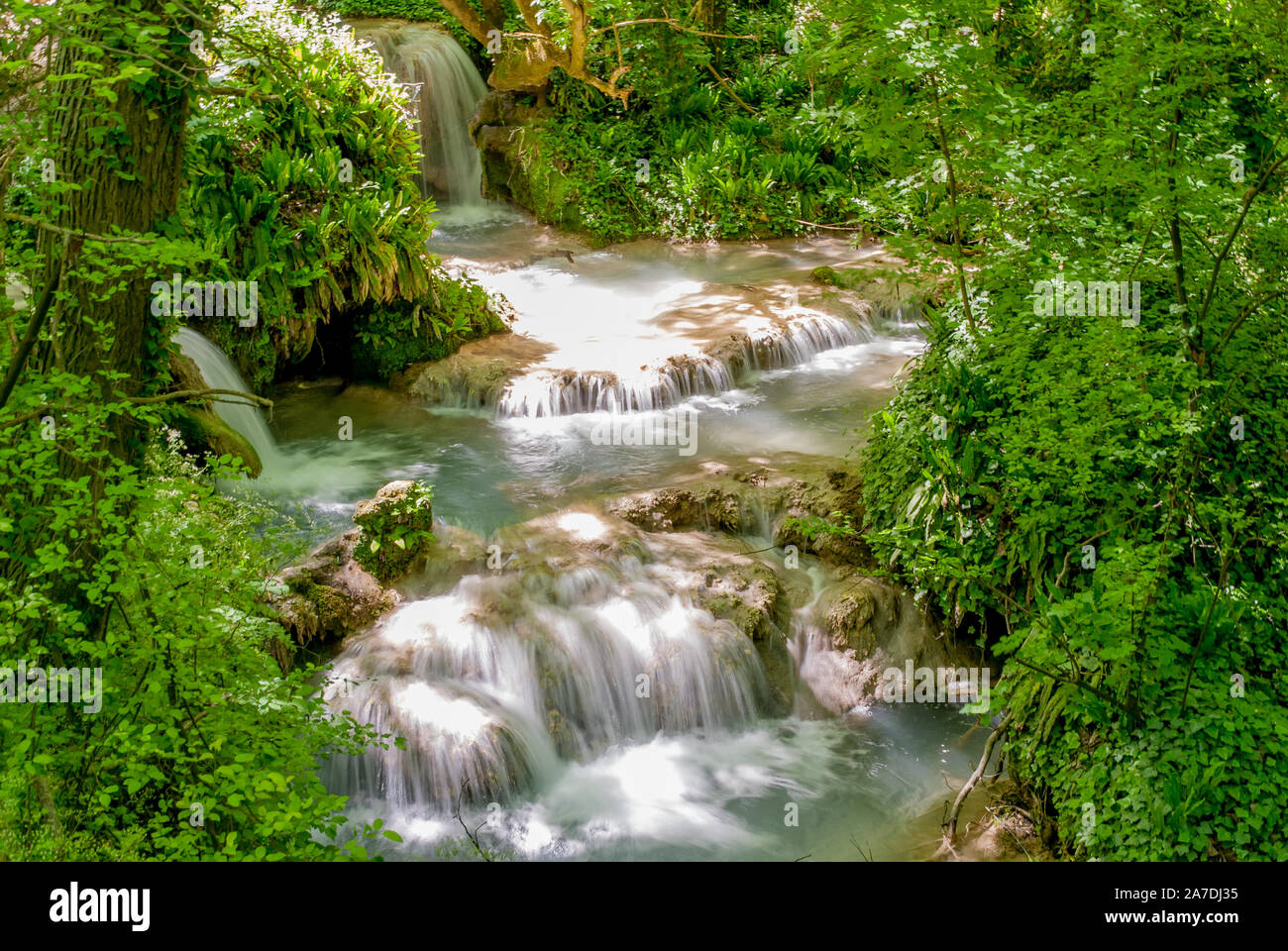 beautiful krushuna travertine waterfalls, northeast bulgarian, maarata ...