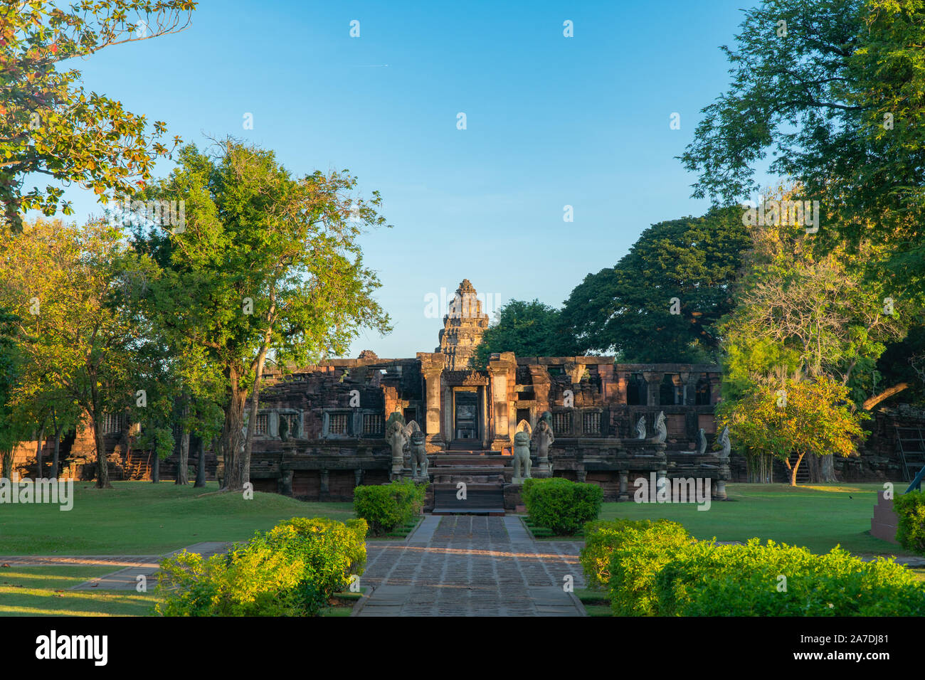The beautiful stone castle in Phimai historical park. Prasat Hin Phimai ...