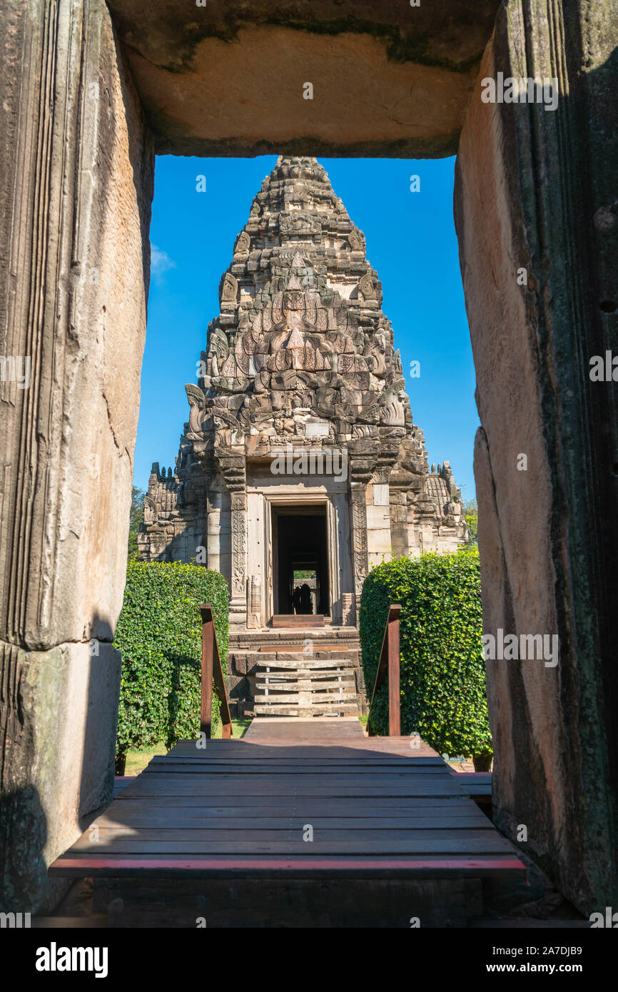 The beautiful stone castle in Phimai historical park. Prasat Hin Phimai ...