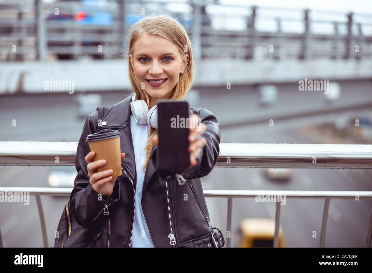 Beautiful stylish lady looking in front of her Stock Photo - Alamy