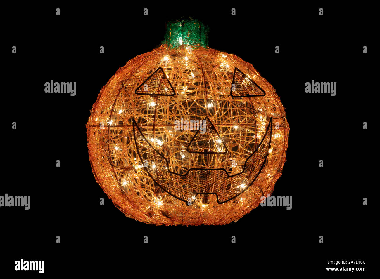 Acrylic Led lighted pumpkin glowing in the dark isolated over black ...