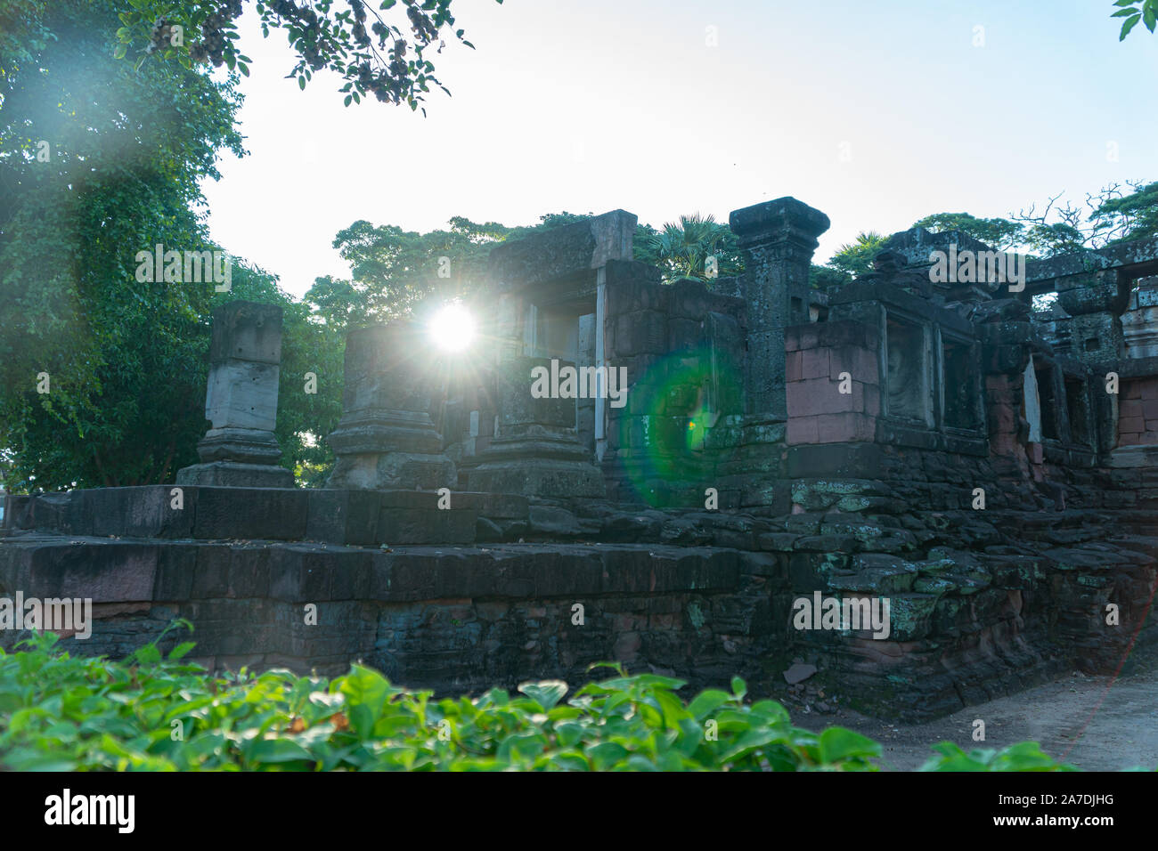 The beautiful stone castle in Phimai historical park. Prasat Hin Phimai ...