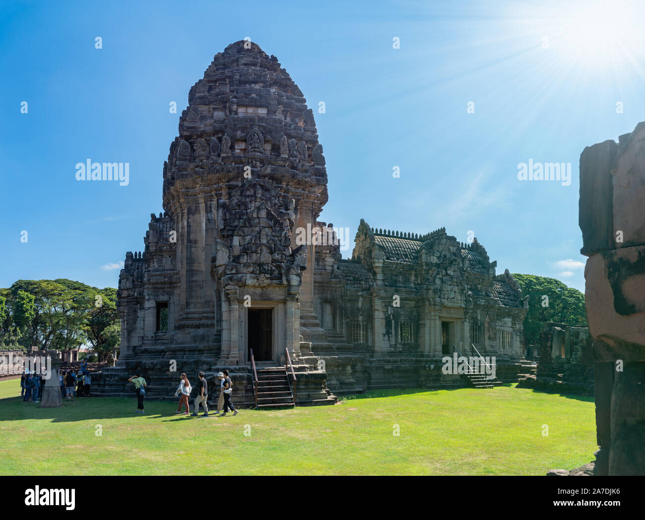 The beautiful stone castle in Phimai historical park. Prasat Hin Phimai ...