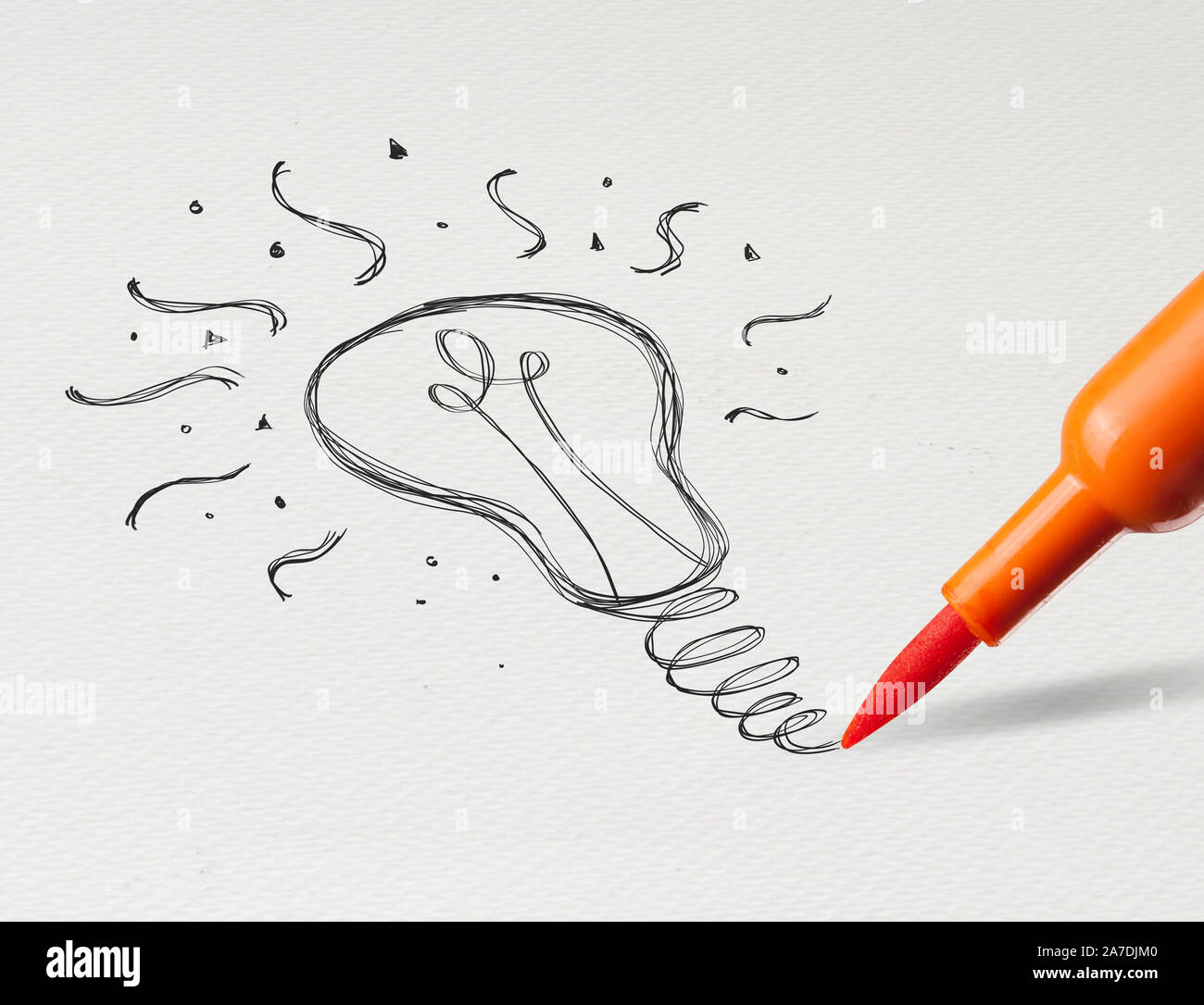 Pencil drawing new idea bulb on white paper Stock Photo - Alamy