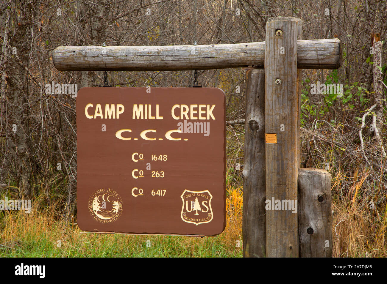 Camp Mill Creek CCC sign, Ochoco National Forest, Oregon Stock Photo ...