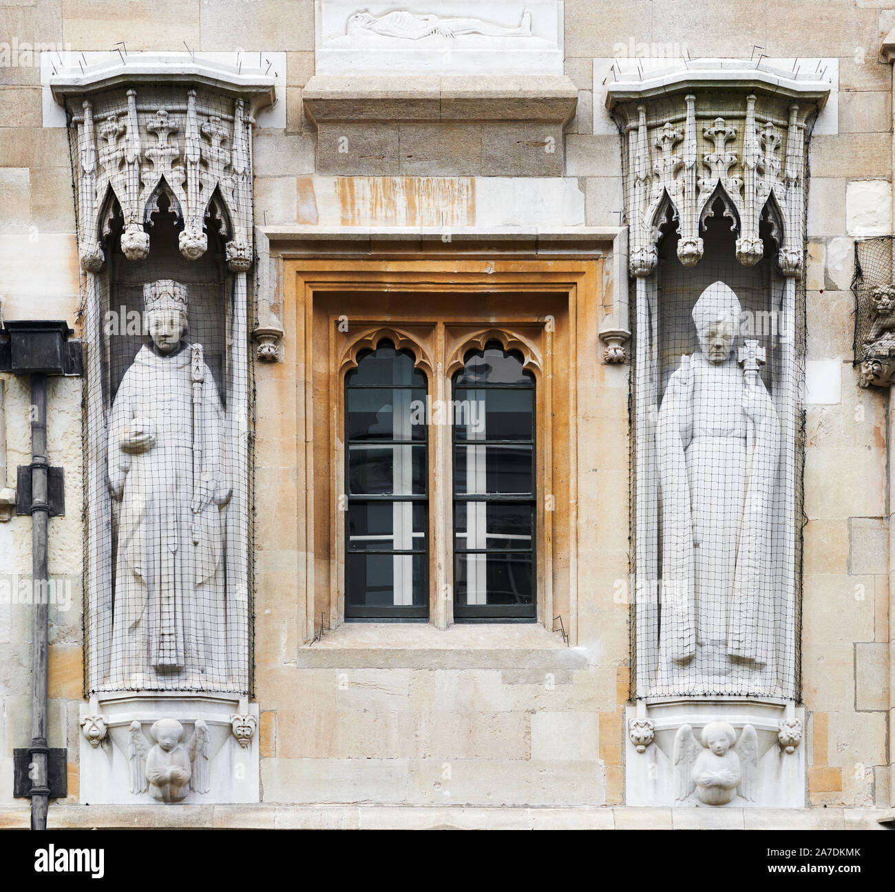 On an outside wall, statues of Archbishop Chichele, founder, and King ... On an outside wall, statues of Archbishop Chichele, founder, and King ...