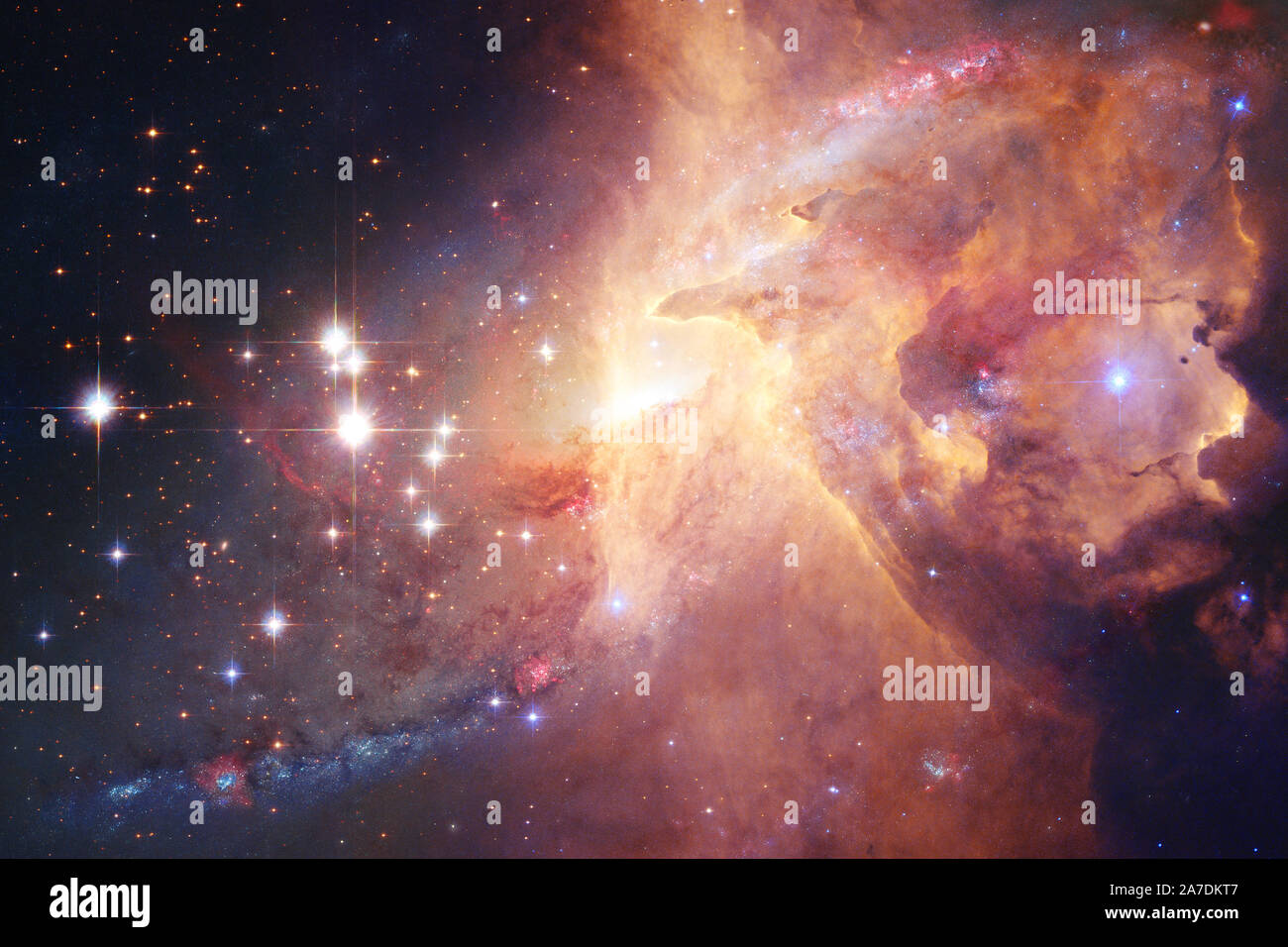 Universe scene with planets, stars and galaxies in outer space ...
