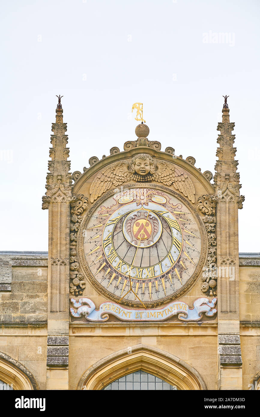 Sundial on a wall of the Great Court at All Souls college, university ...