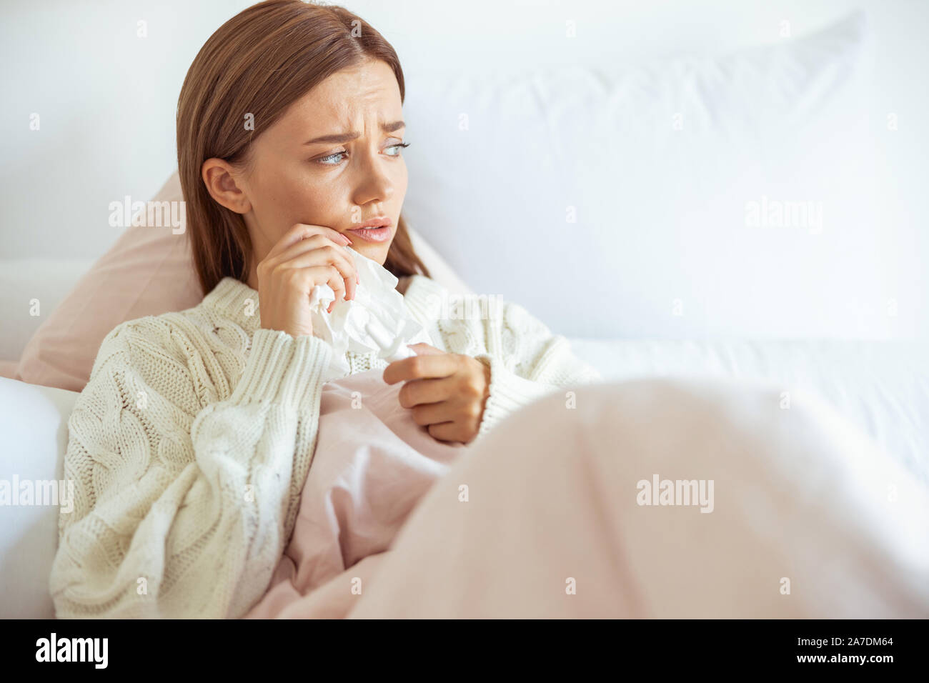 Negative girl being deep in her thoughts Stock Photo - Alamy