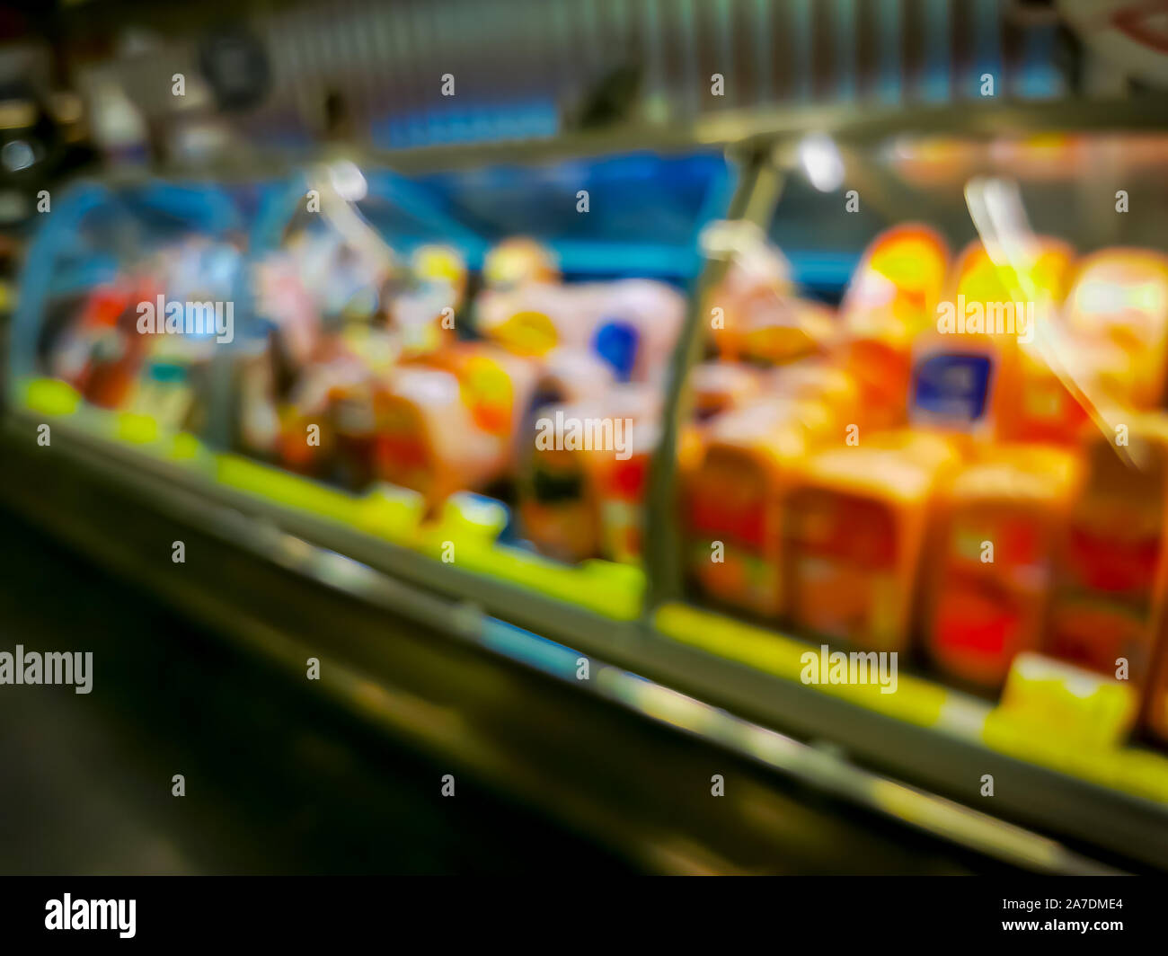 Convenience store shelves interior blur background , Blurred ...