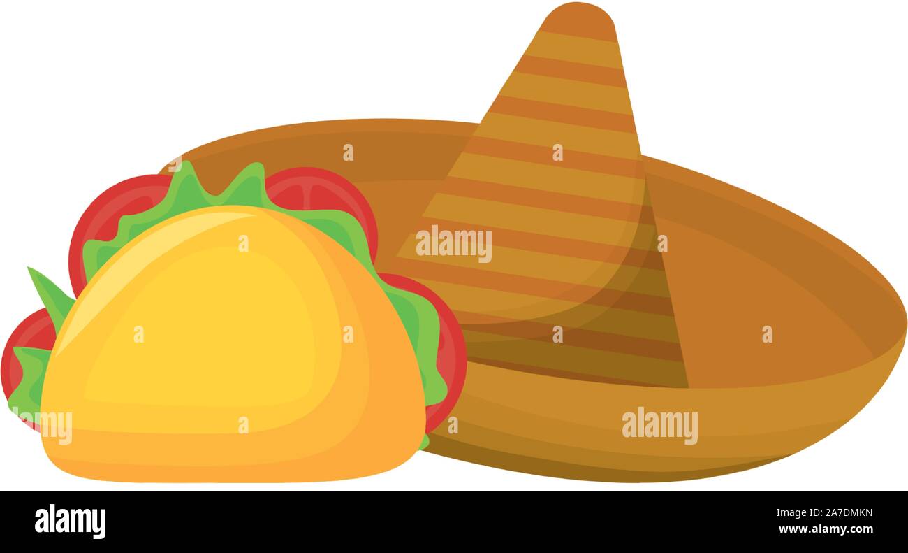hat with taco food mexican isolated icon vector illustration design ...