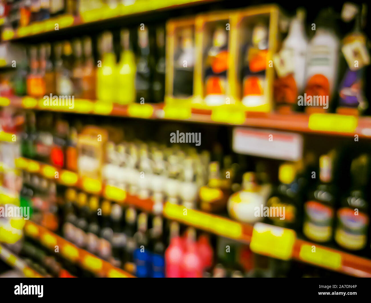 Convenience store shelves interior blur background , Blurred ...