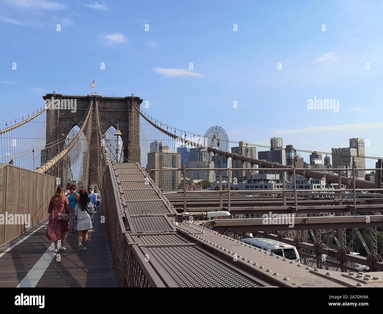 New York, USA. 10th Sep, 2019. The Brooklyn Bridge in New York. The ...