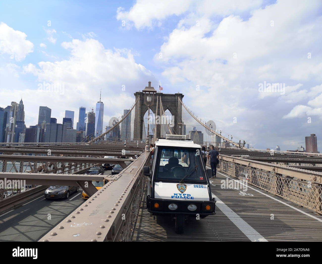 New York, USA. 10th Sep, 2019. A small New York police car is standing ...