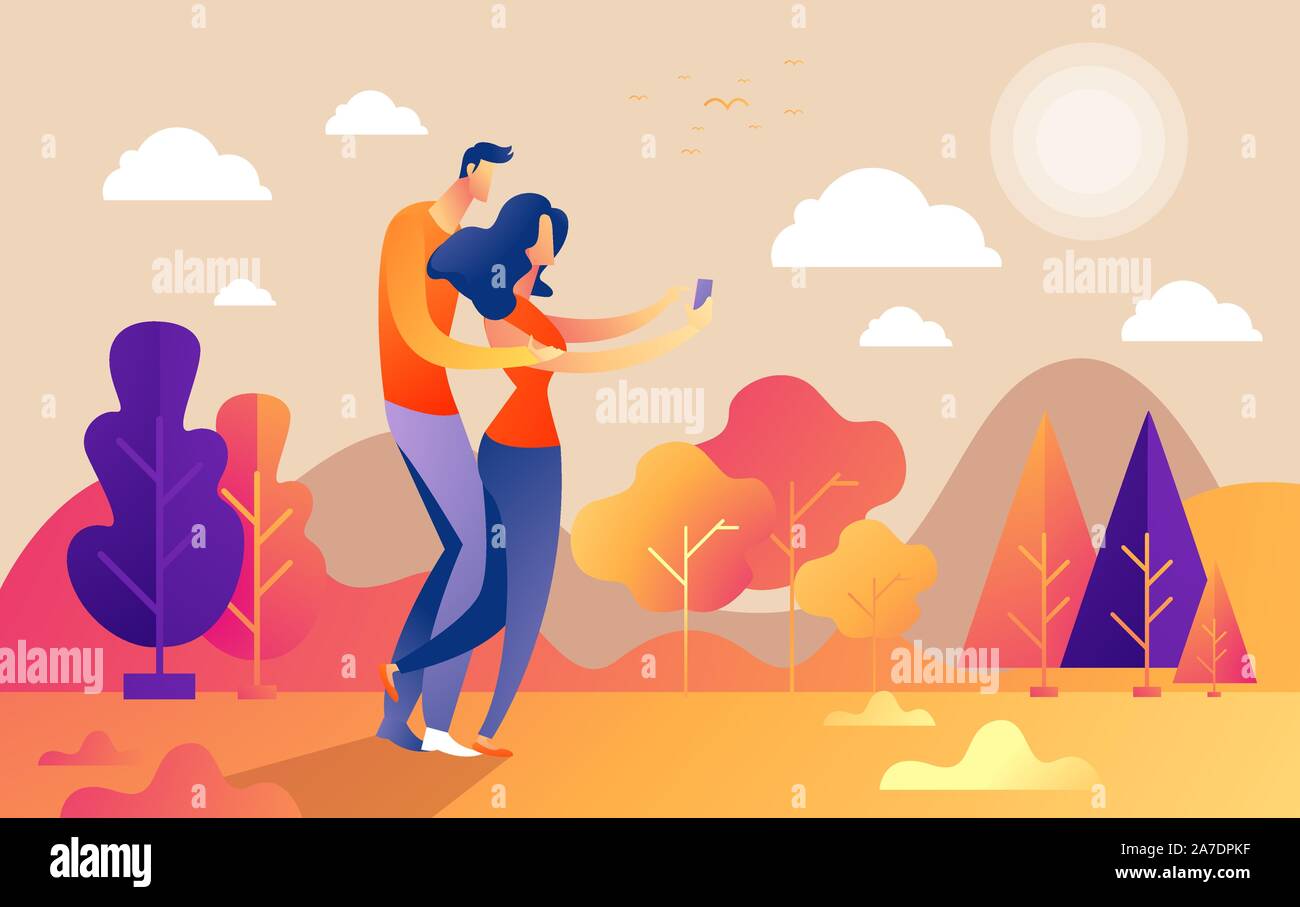 Girl park phone Stock Vector Images - Alamy