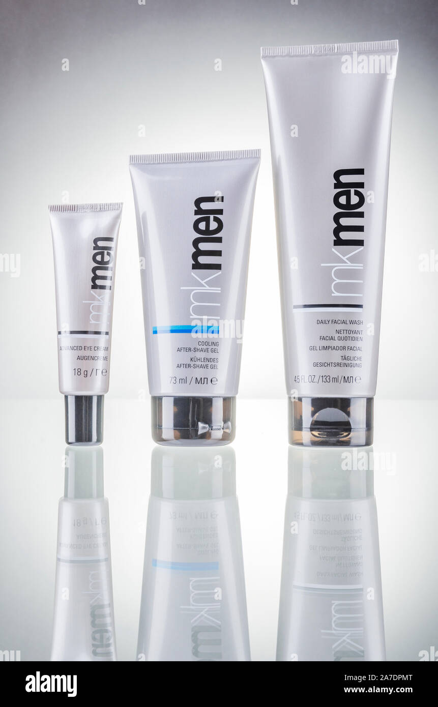 Mary Kay for men cosmetics isolated on gradient background. Mary Kay is ...