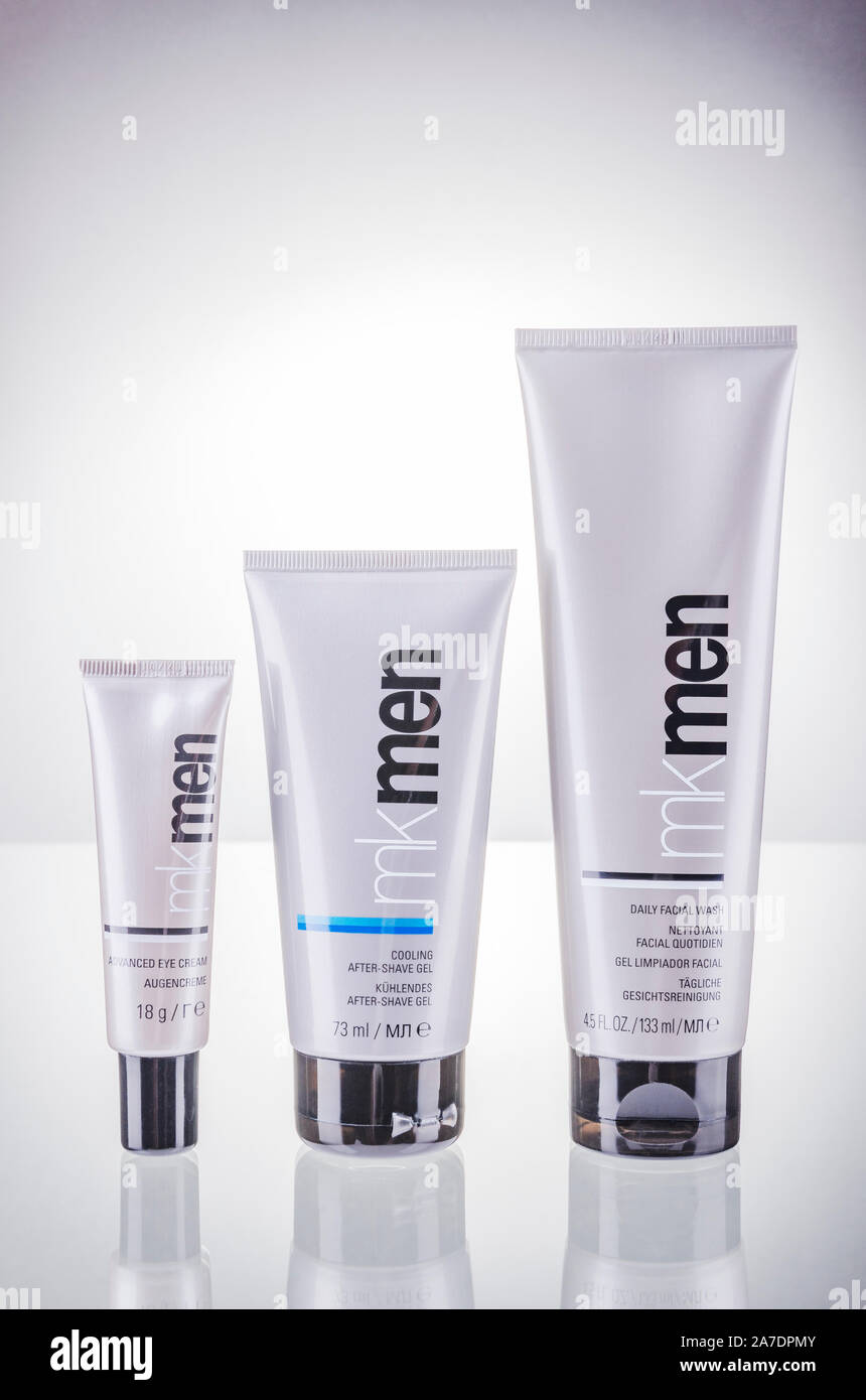 Mary Kay for men cosmetics isolated on gradient background. Mary Kay is ...