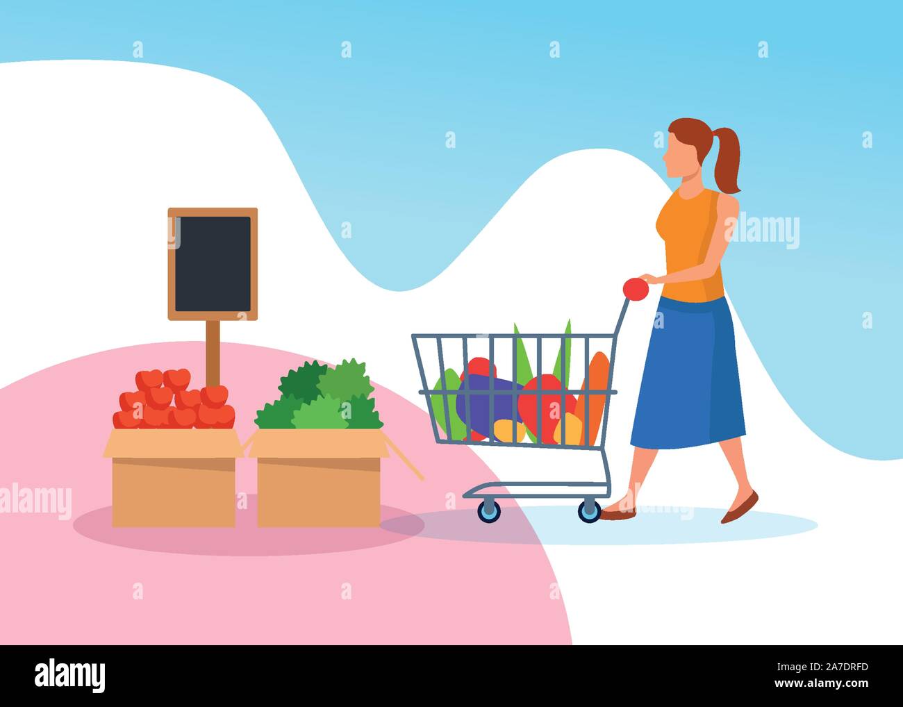 grocery stores with woman shopping character Stock Vector Image & Art ...