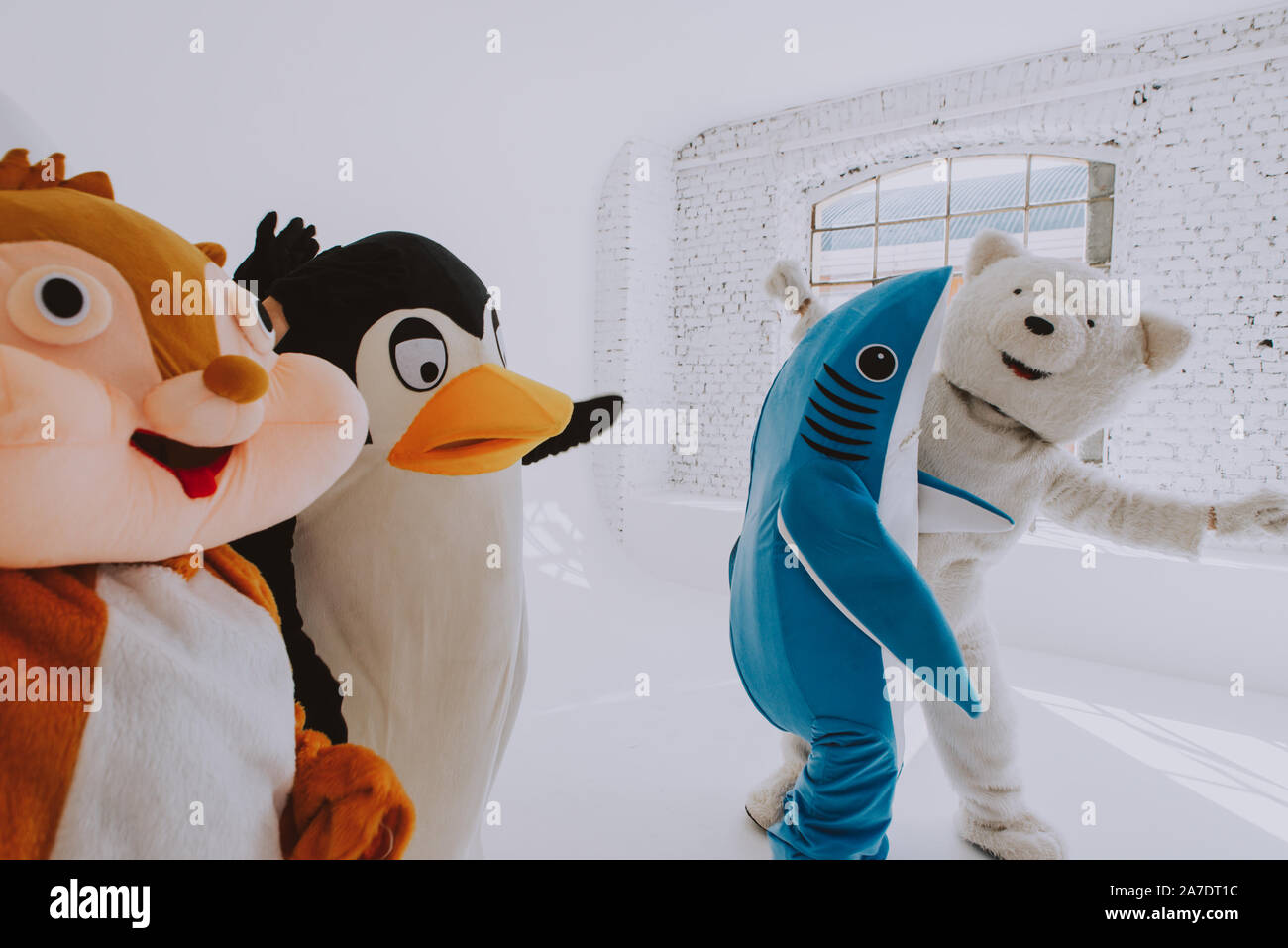 Polar bear and animal mascots characters with a message for humanity ...