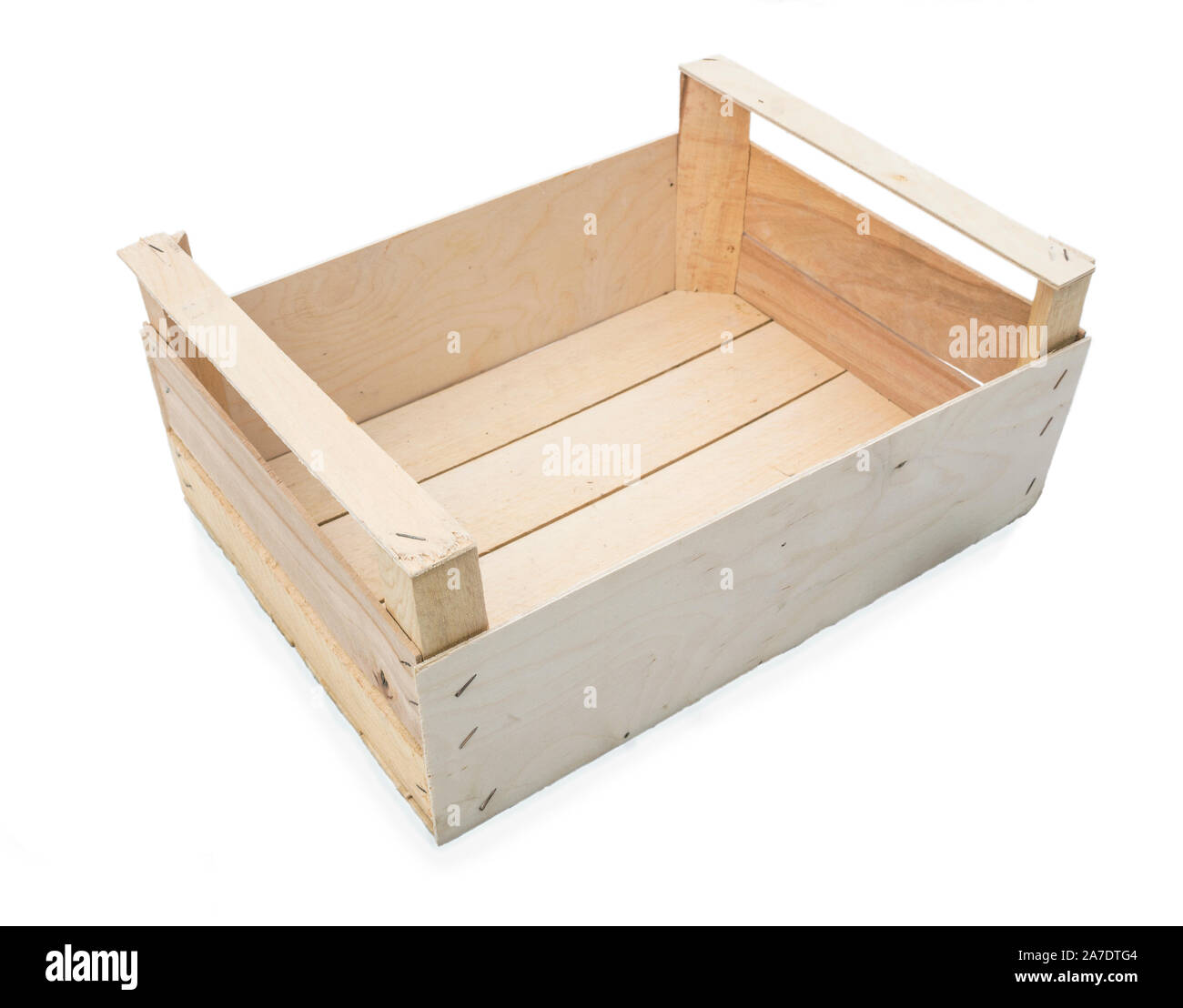 New small empty wooden box on white background. Isolated object Stock ...