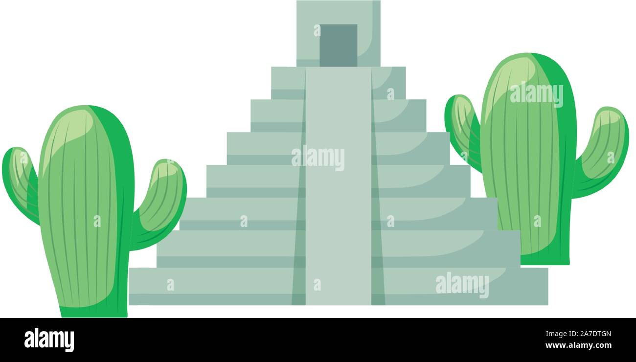 cactus with pyramid mexican isolated icon vector illustration design ...