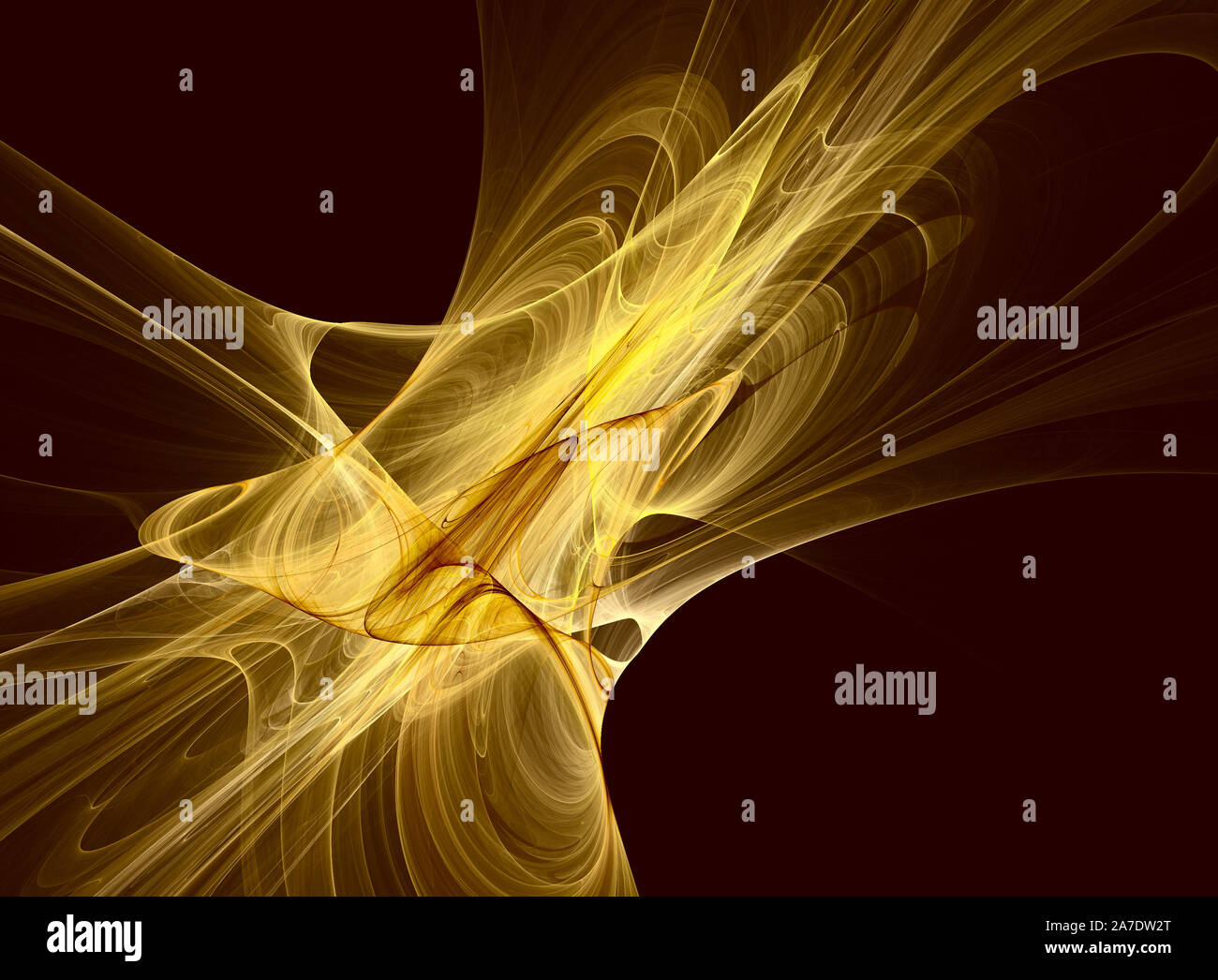 Fantastic yellow fractal on dark brown background. Surreal raster ...