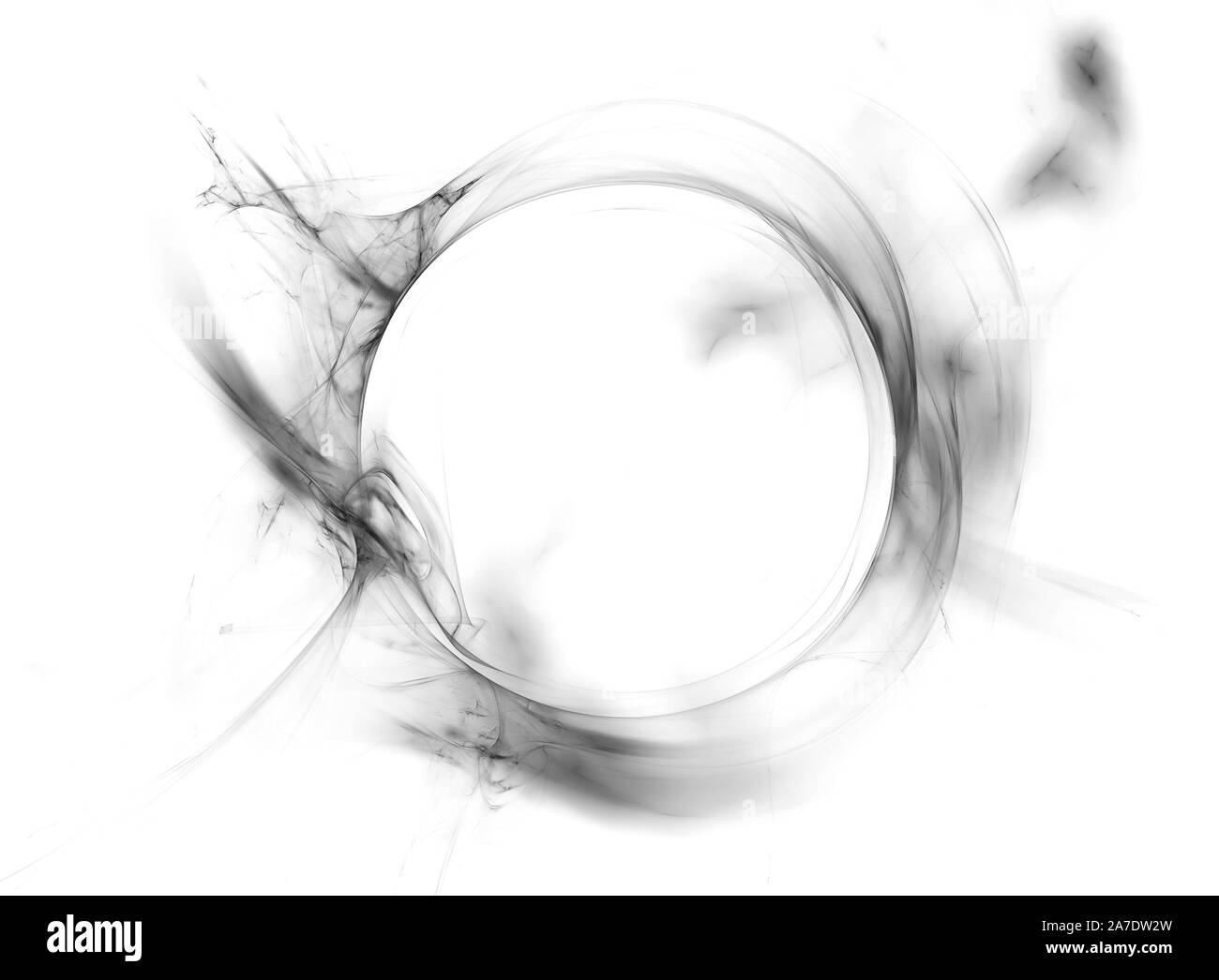 Ring of gray smoke isolated on white background. Raster graphics Stock ...