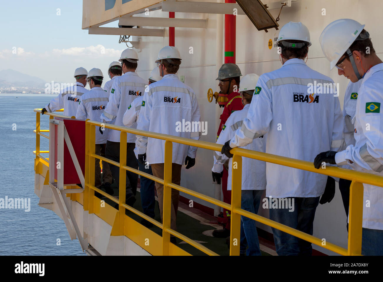 Shipyard in the bay of Rio de Janeiro for the assembly of large oil and ...