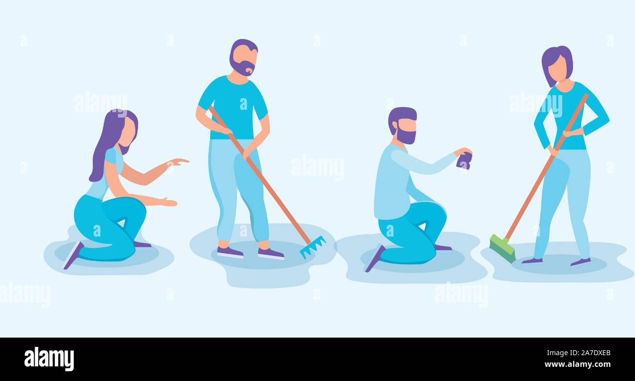 group people cleaning with tools vector illustration design Stock ...