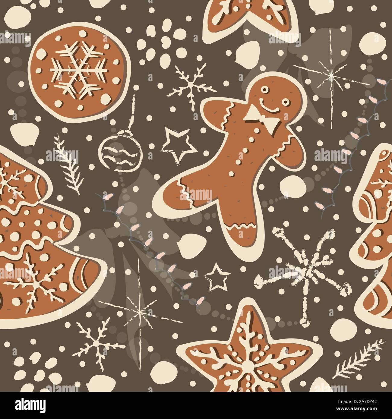 Gingerbread cookie seamless background. Creative Design. Vector ...