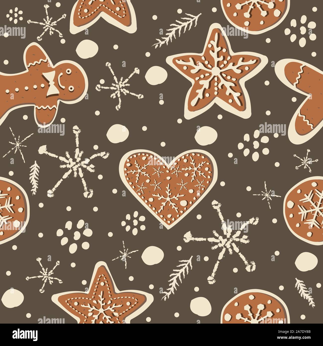 Gingerbread cookie seamless background. Creative Design. Vector ...