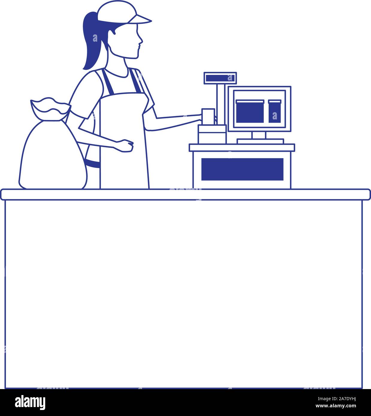 Woman in cash register Cut Out Stock Images & Pictures - Alamy