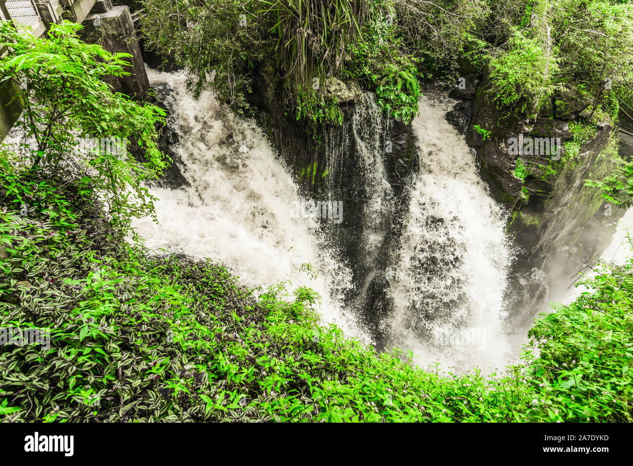 Wide angle landscape of Iguazu falls waterfalls. Photo from Argentinian ...