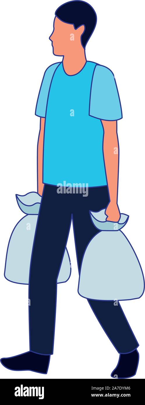 Man with plastic shopping bags Cut Out Stock Images & Pictures - Alamy