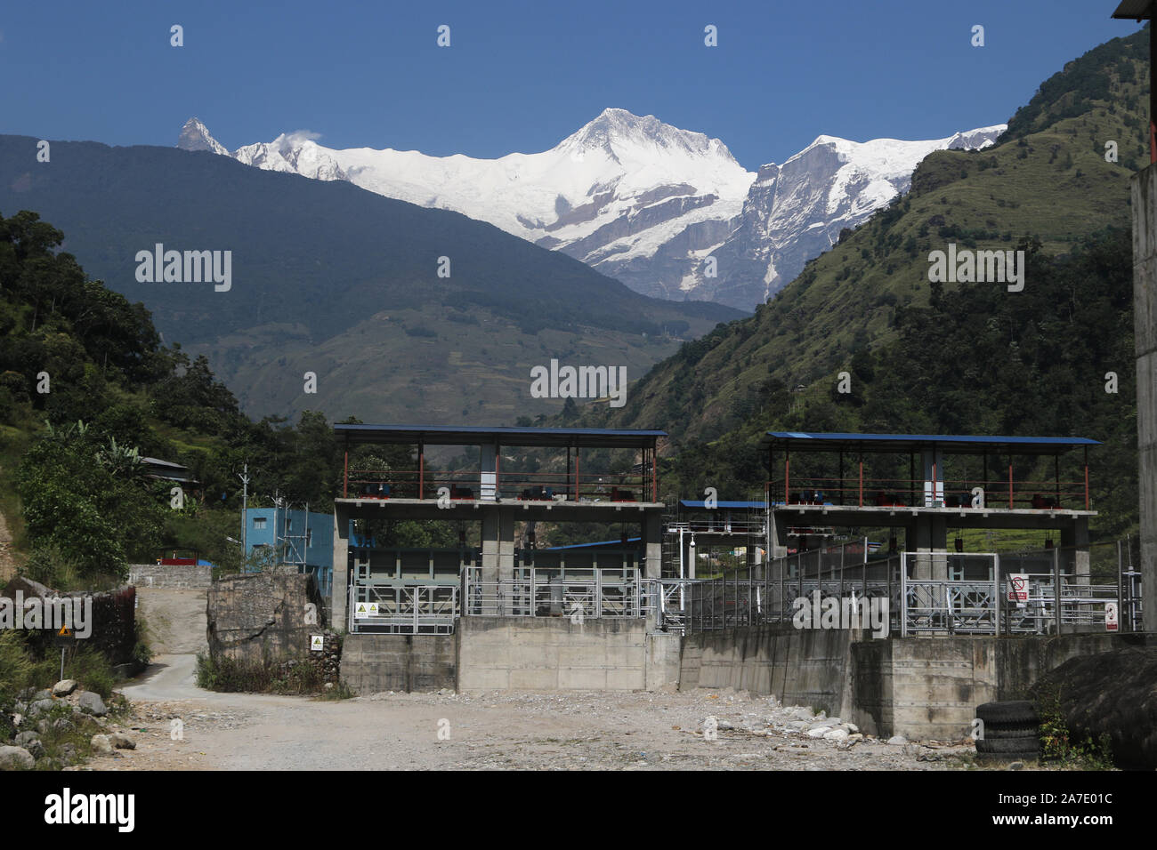 Upper Madi river hydropower dam site, Annapurna region Nepal Stock ...