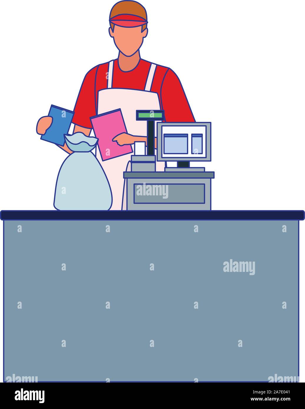 man cashier in the cash with bags icon Stock Vector Image & Art - Alamy